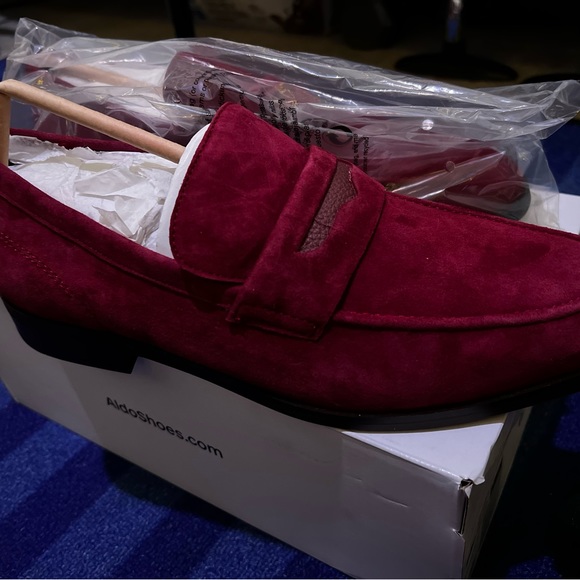 Aldo | Shoes | Aldo Rossini Mens Slip On Burgundyred Velour Loafer ...